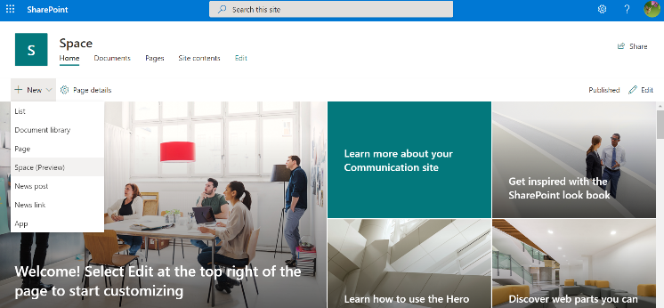 Sharepoint Spaces Create A Sharepoint Space